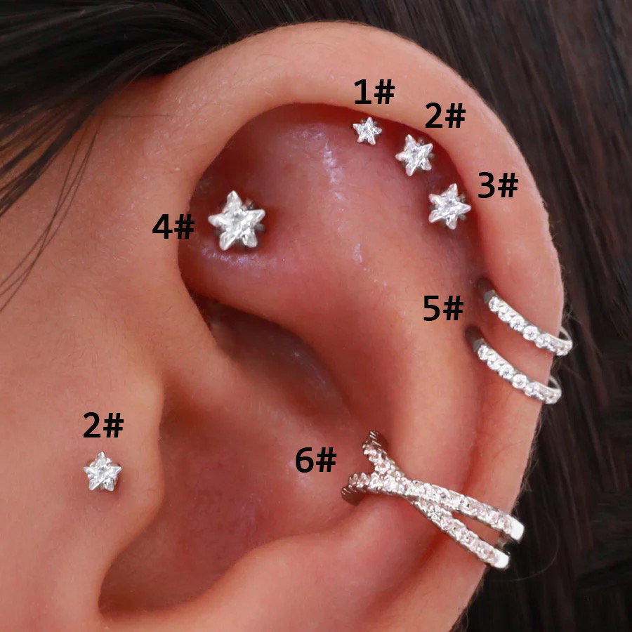 Helix Piercing Star Earrings Women 1pc Trend Zirco... – Grandado