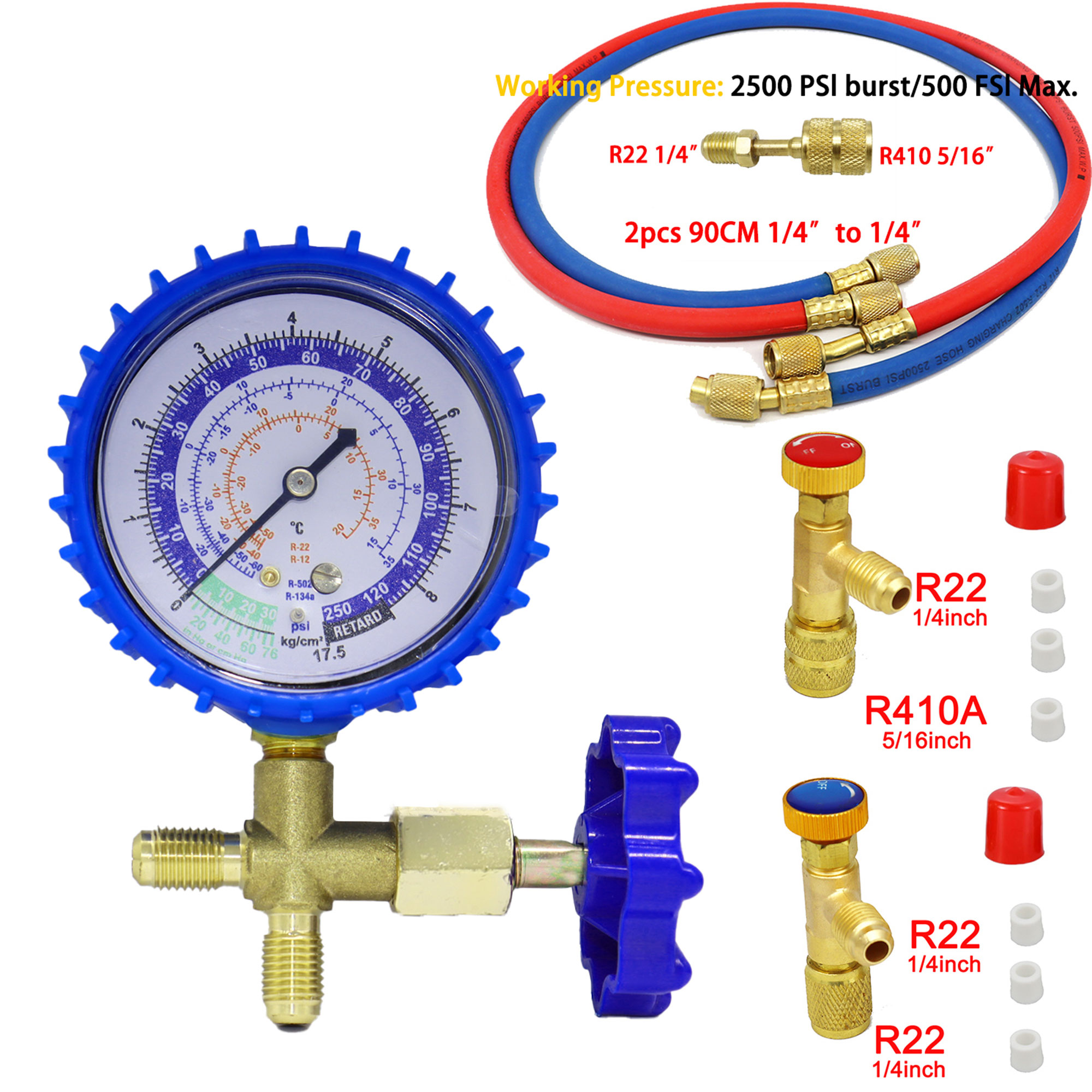 R134A Recharge Kit AC Charging Hose R502 R22 Manif... – Vicedeal