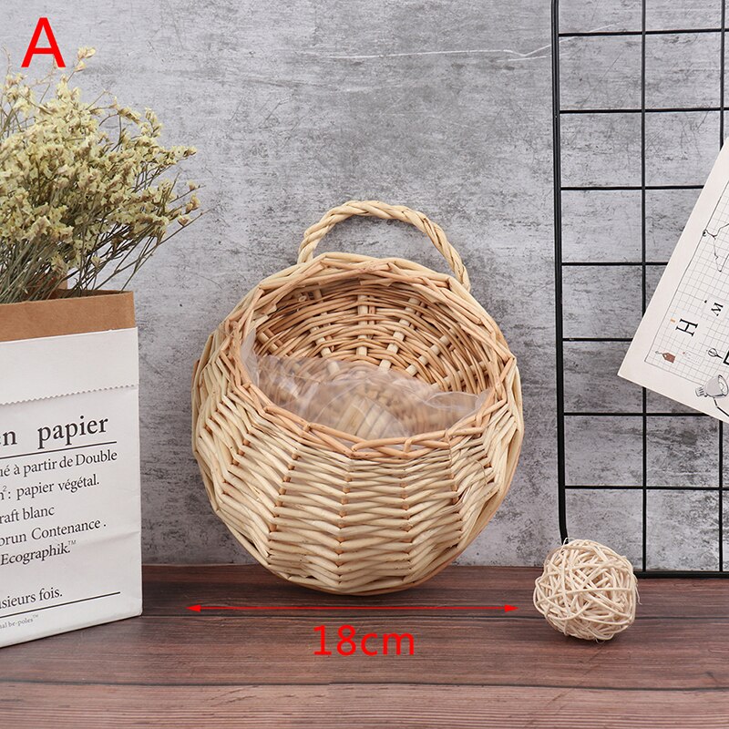 Hand Made Wicker Rattan Flower Basket Green Vine P... – Vicedeal