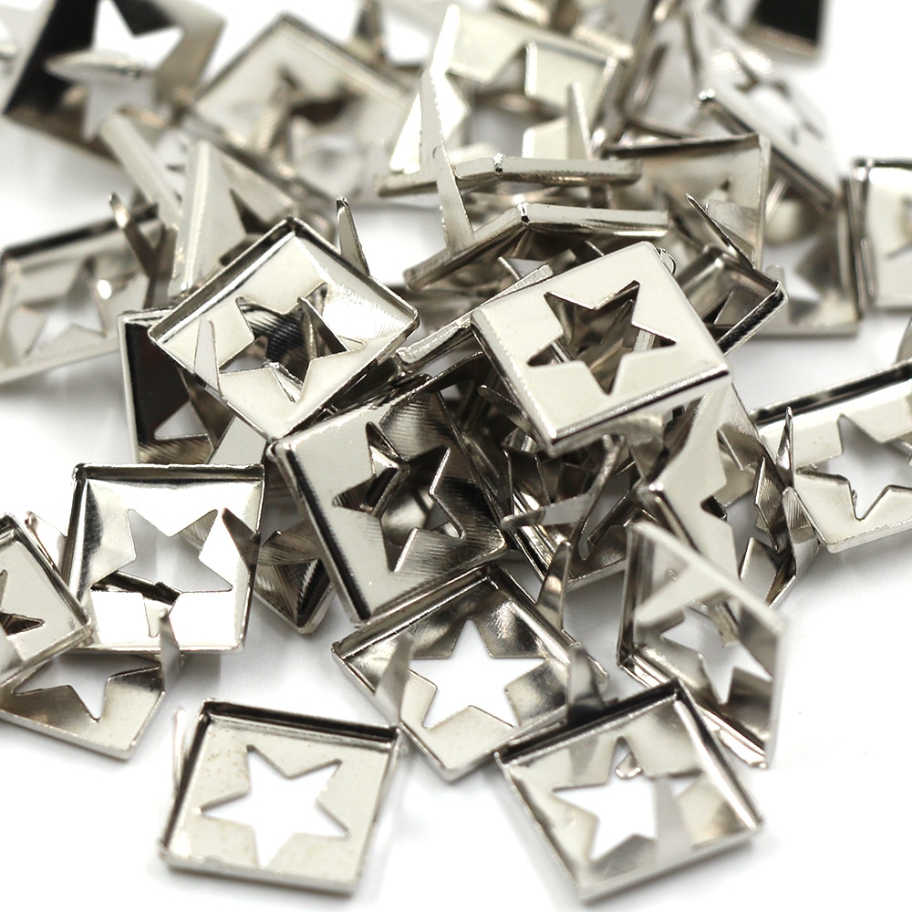 100 stk 12mm sliver nitter punk firkantet hul stje... – Grandado