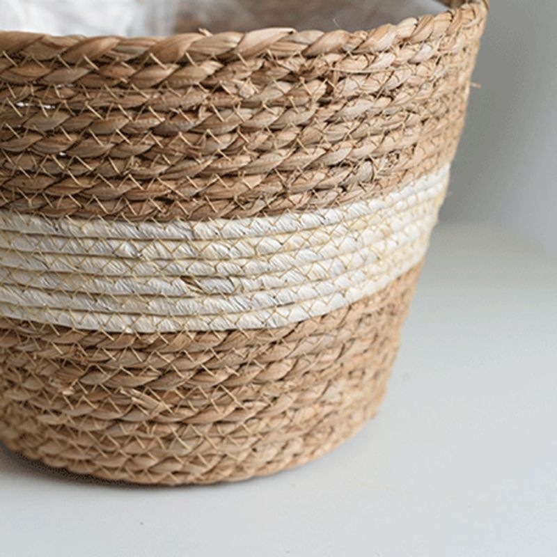 Nordic Straw Storage Basket Rattan Floor Flower Po... – Grandado