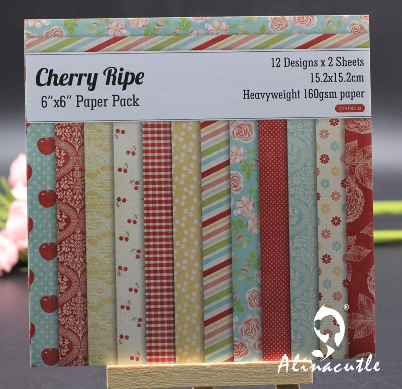AlinaCraft 24 sheets 6"X6" patterned paper cherry ... – Grandado