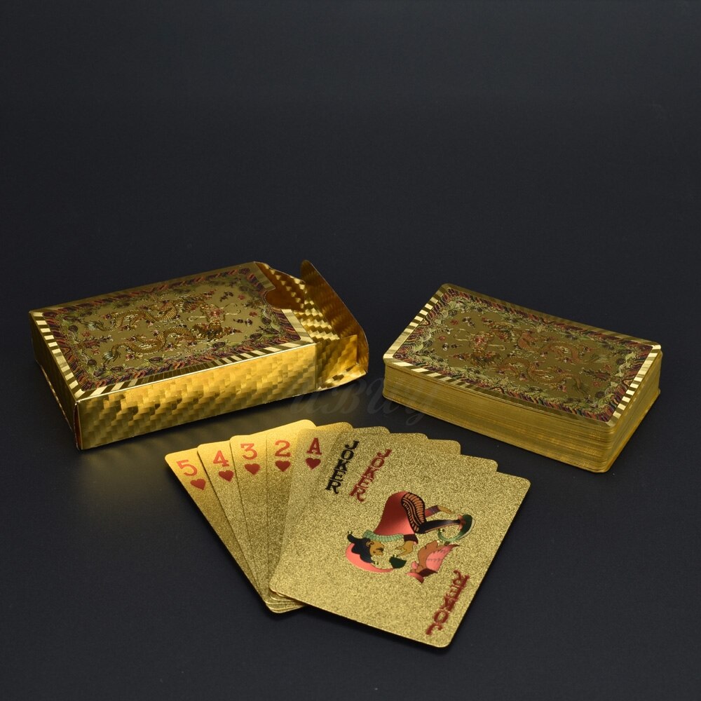 Chinese Mascot Double Dragon Gold Playing Cards Pl... – Vicedeal