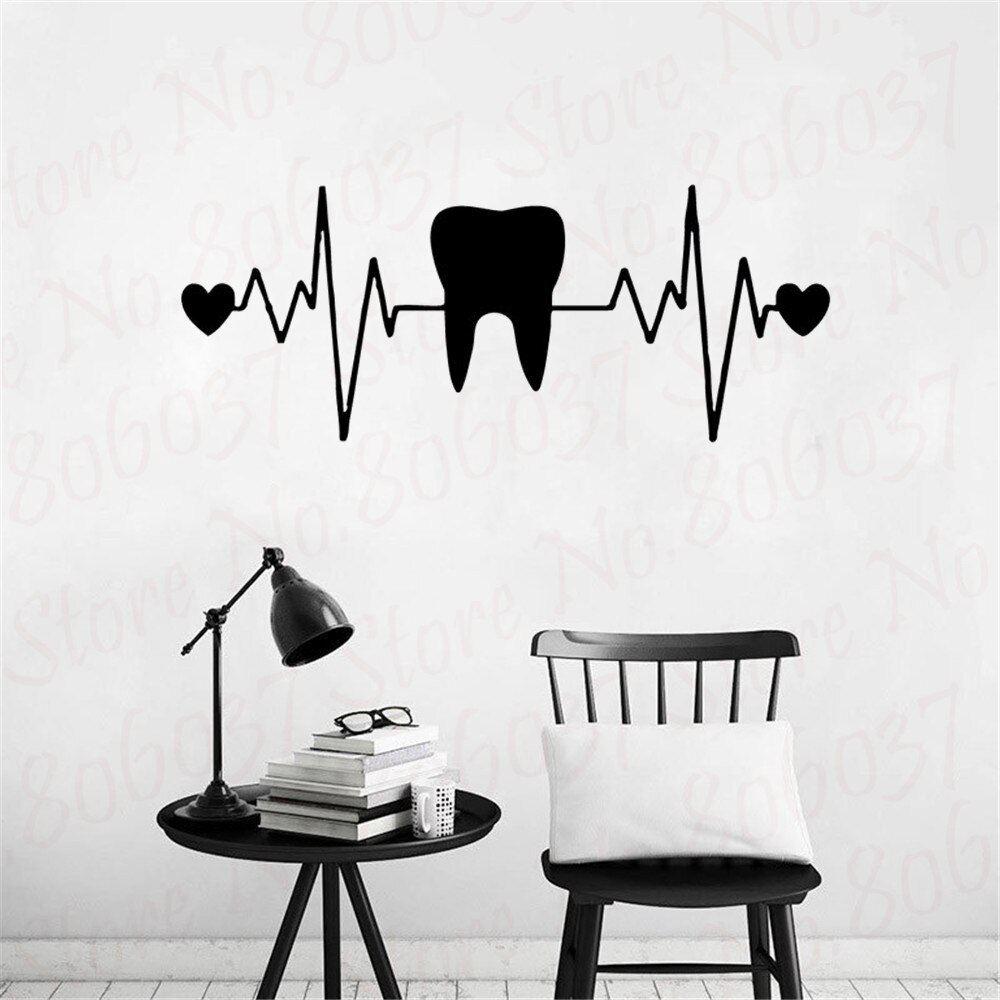 Teeth Dentistry Wall Stickers Heart ECG Vinyl Wall... – Vicedeal