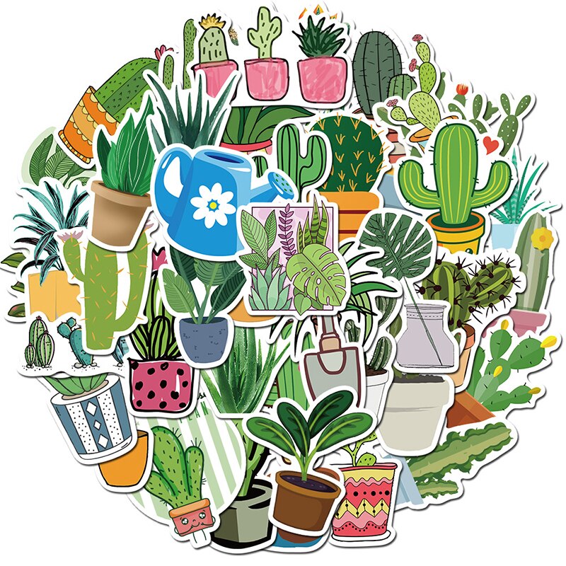 45pcs Cartoon Fresh Cactus Stickers For Luggage Gr... – Grandado