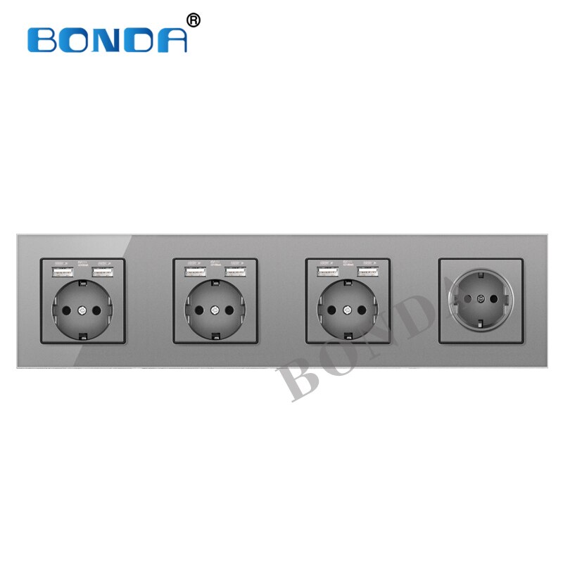 BONDA EU Standard 16A Wall Socket Crystal Tempered... – Vicedeal