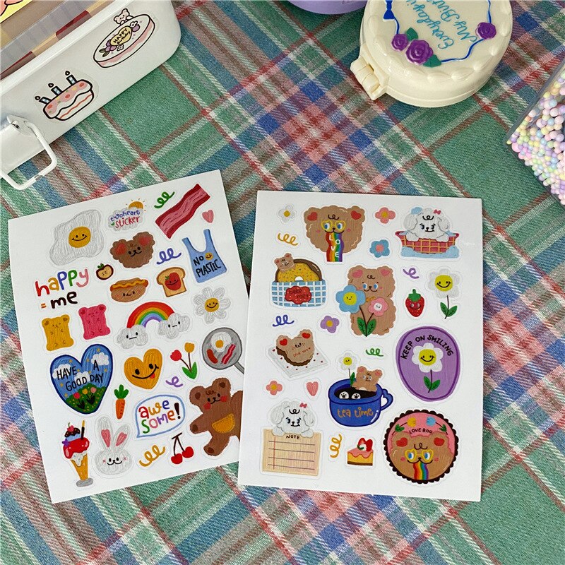 Korean INS Cartoon oil painting bear Rainbow Stick... – Grandado