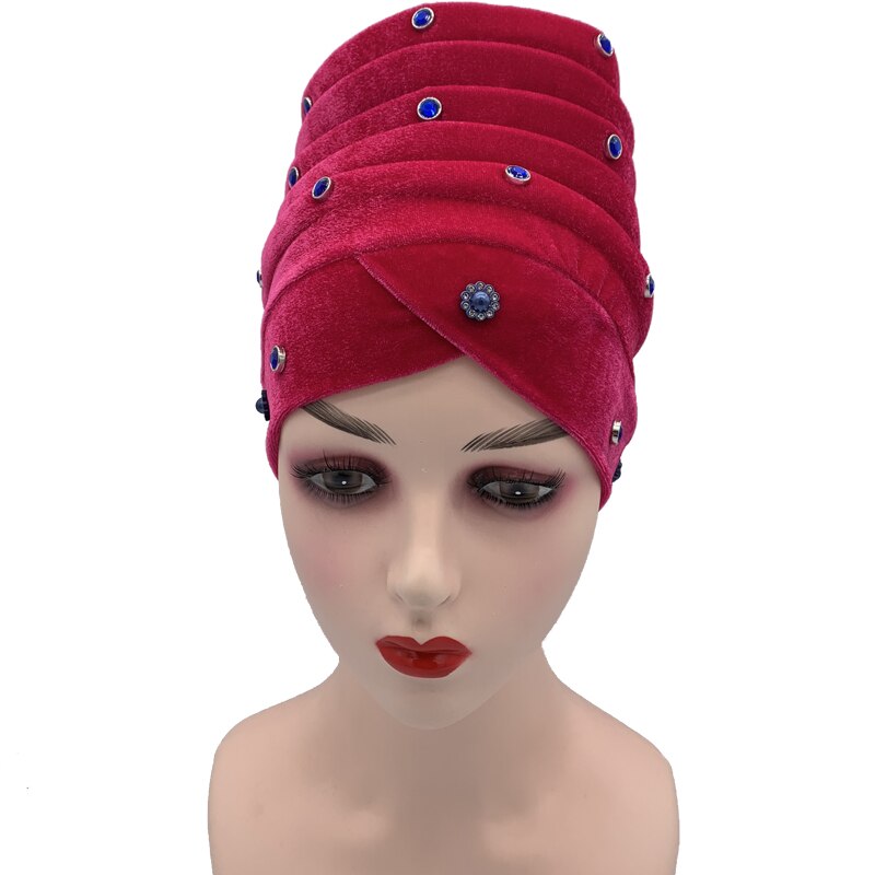 Diamonds African Aso Oke Headtie Women Velvet Turb... – Vicedeal