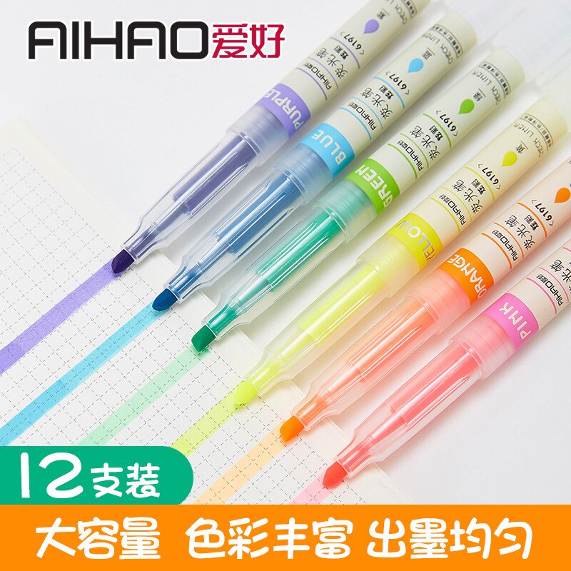 6 Colors Highlighter Oblique Marker Pen Waterborne... – Vicedeal