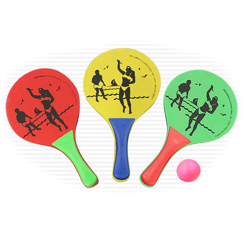 3 color Beach Ball Rackets Wooden Set Of 2 Paddles... – Grandado