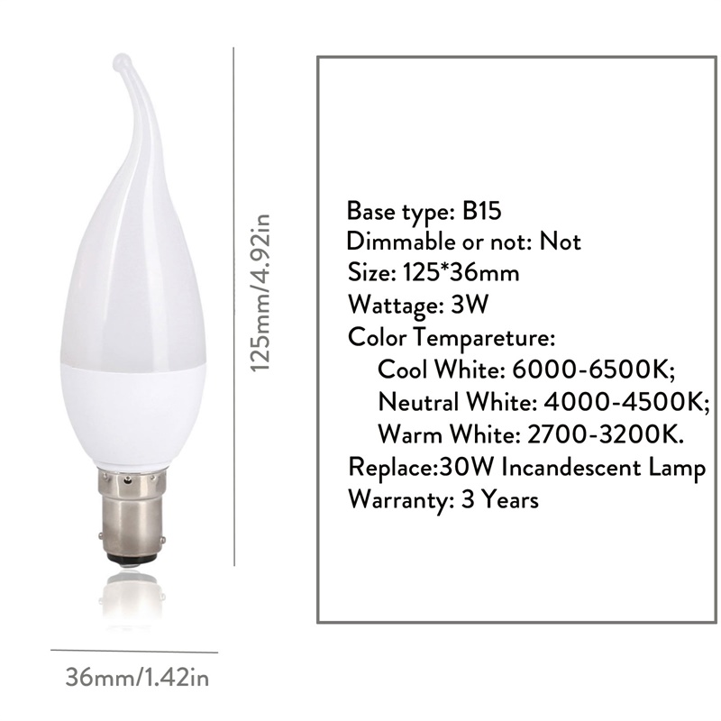 LED Vlam Kroonluchter Lamp 3W E12 E14 B22 E26 E27 ... – Grandado