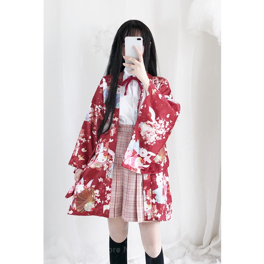 Flower Print Kimono Coat Japanese Traditional Haor... – Vicedeal