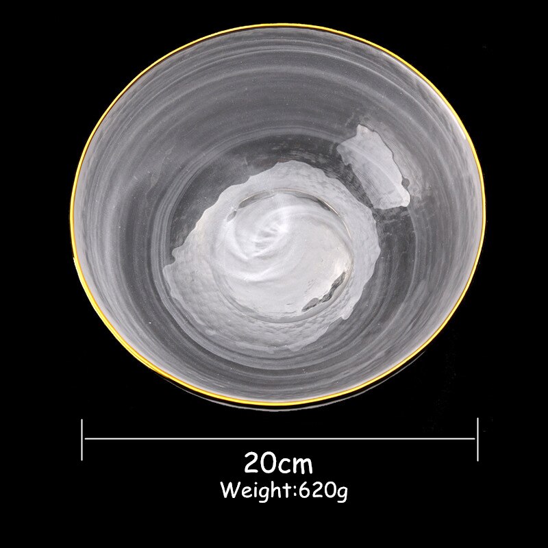 Glass Cutlery Set Flat Plate Golden Edge Plate Sal... – Grandado