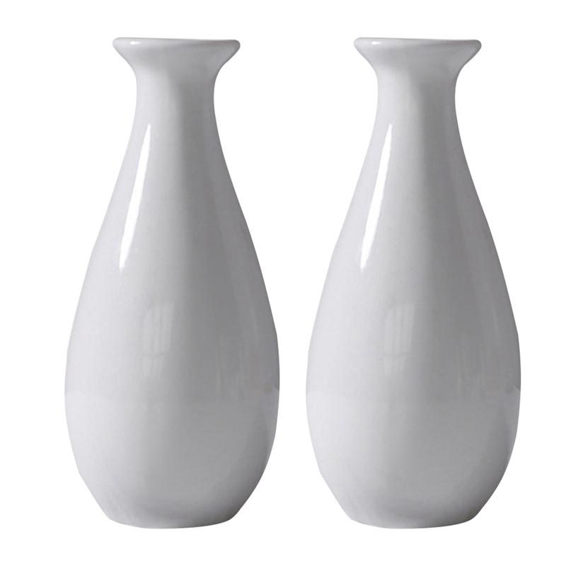 2Pcs White Ceramic Vases Simple Flower Vase Modern... – Vicedeal