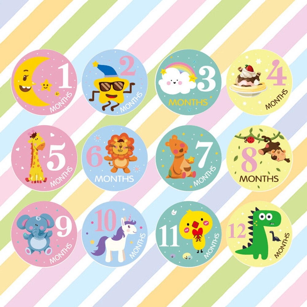 12 Pcs 10x10cm Baby Month Stickers Milestone Self-... – Grandado