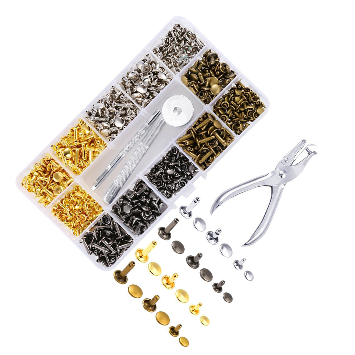 1 Pack 360 Sets 6mm 8mm Leather Rivets Double-side... – Grandado