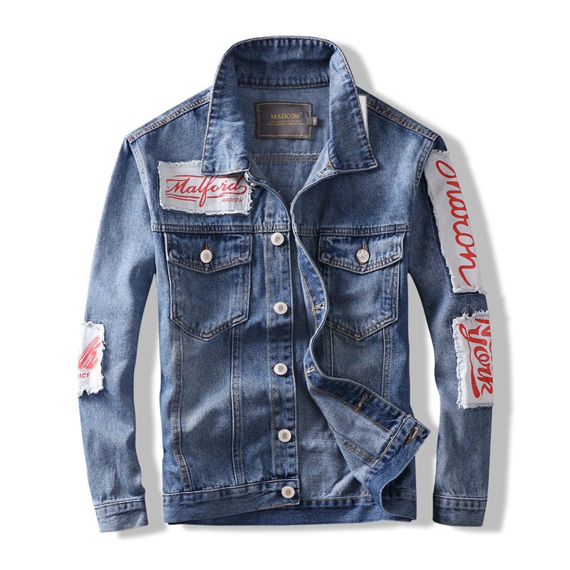 Denim Jas Mannen Jeans Jas Hip Hop Slanke Grim Rea... – Grandado