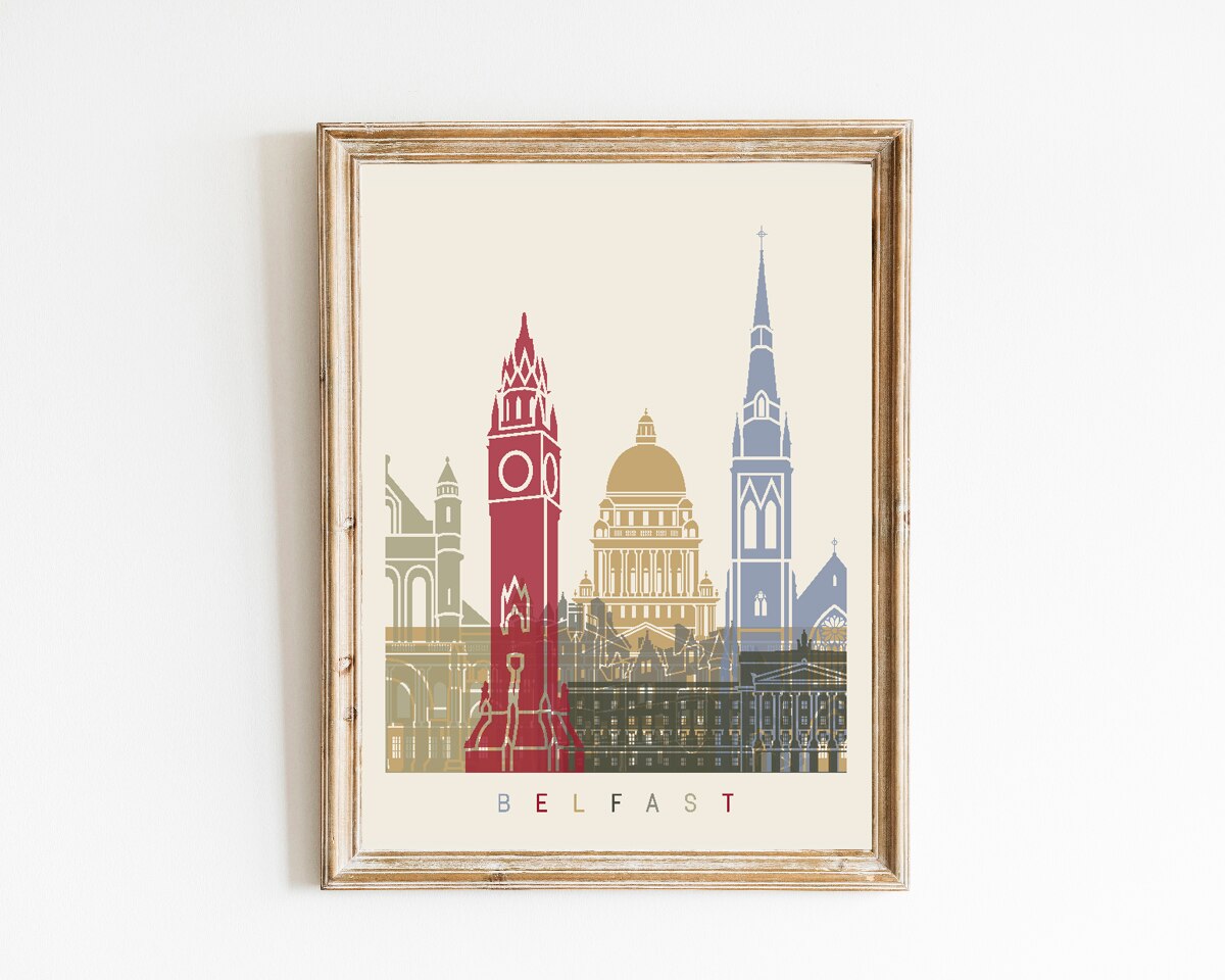 Belfast Skyline Poster - Lámina Artistica Decoraci... – Vicedeal