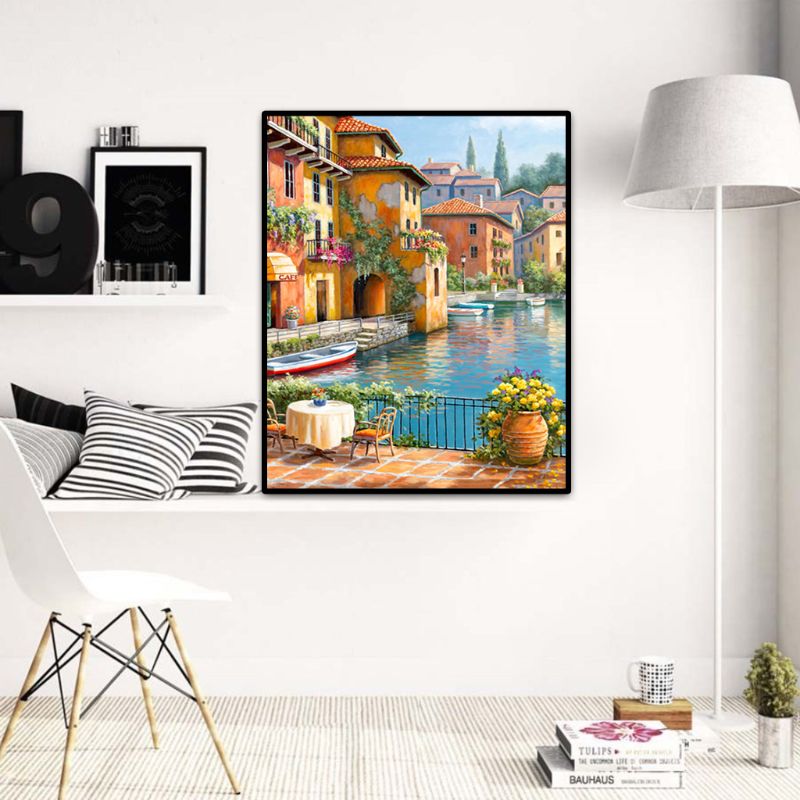 Rural Boat DIY Oil Painting Paint By Numbers Kits ... – Grandado