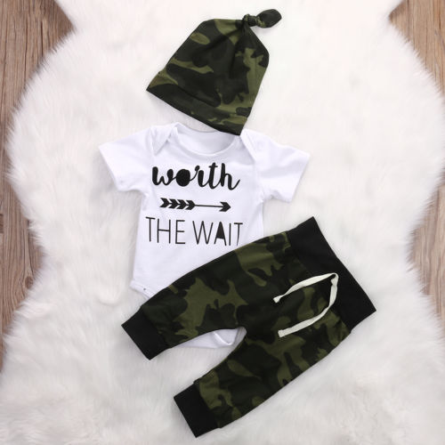 AA 3PCS Newborn baby Boys clothing set Romper +Cam... – Vicedeal
