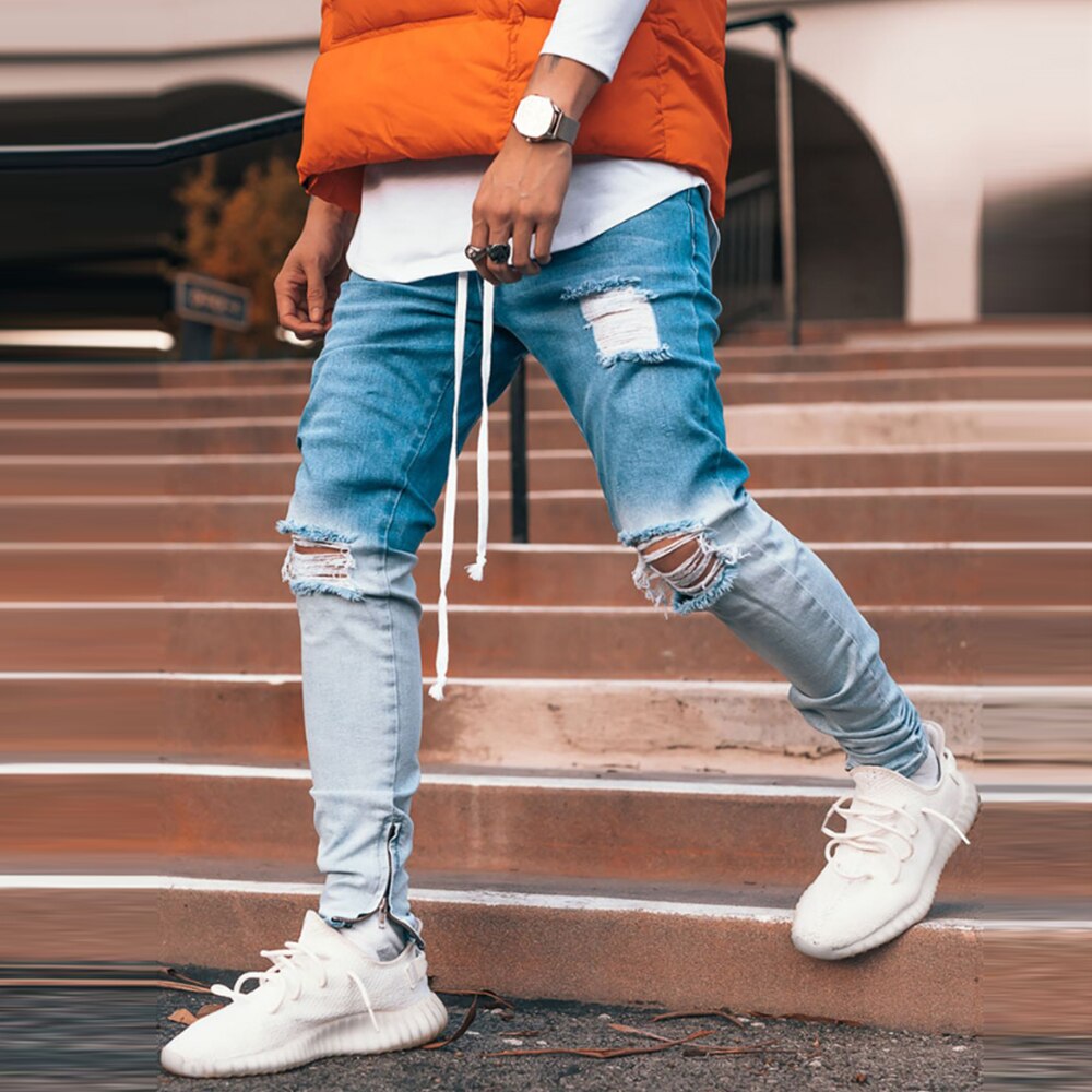 Laamei Gradient Color Ripped Jeans Men Casual Spor... – Grandado