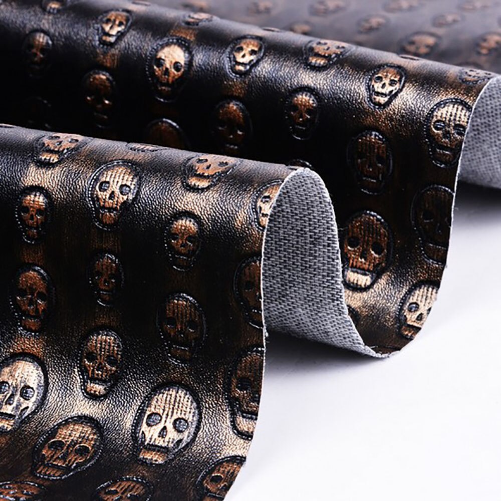 1 Meter Schädel PU Leder Stoff Vintage Punk Synthe... – Grandado