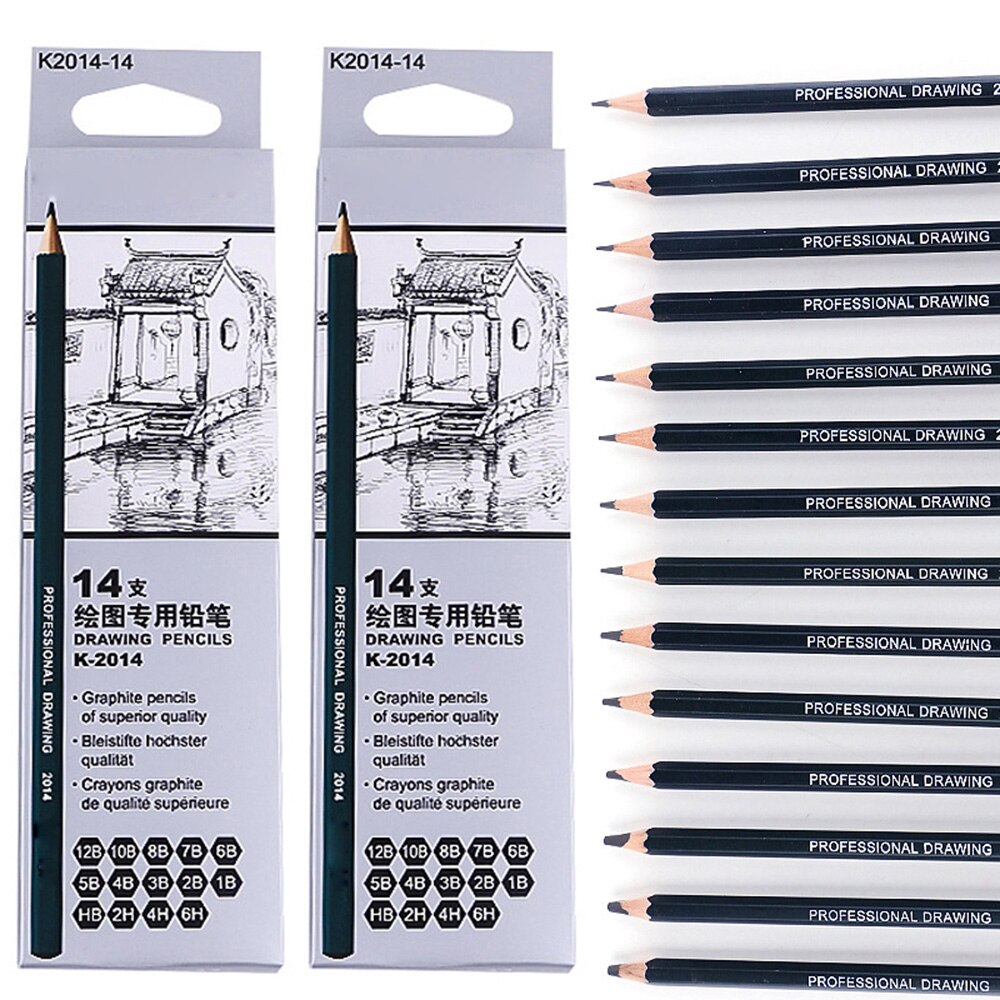 14pcs Sketch Pencil Set 6H-12B Drawing Pencils For... – Grandado