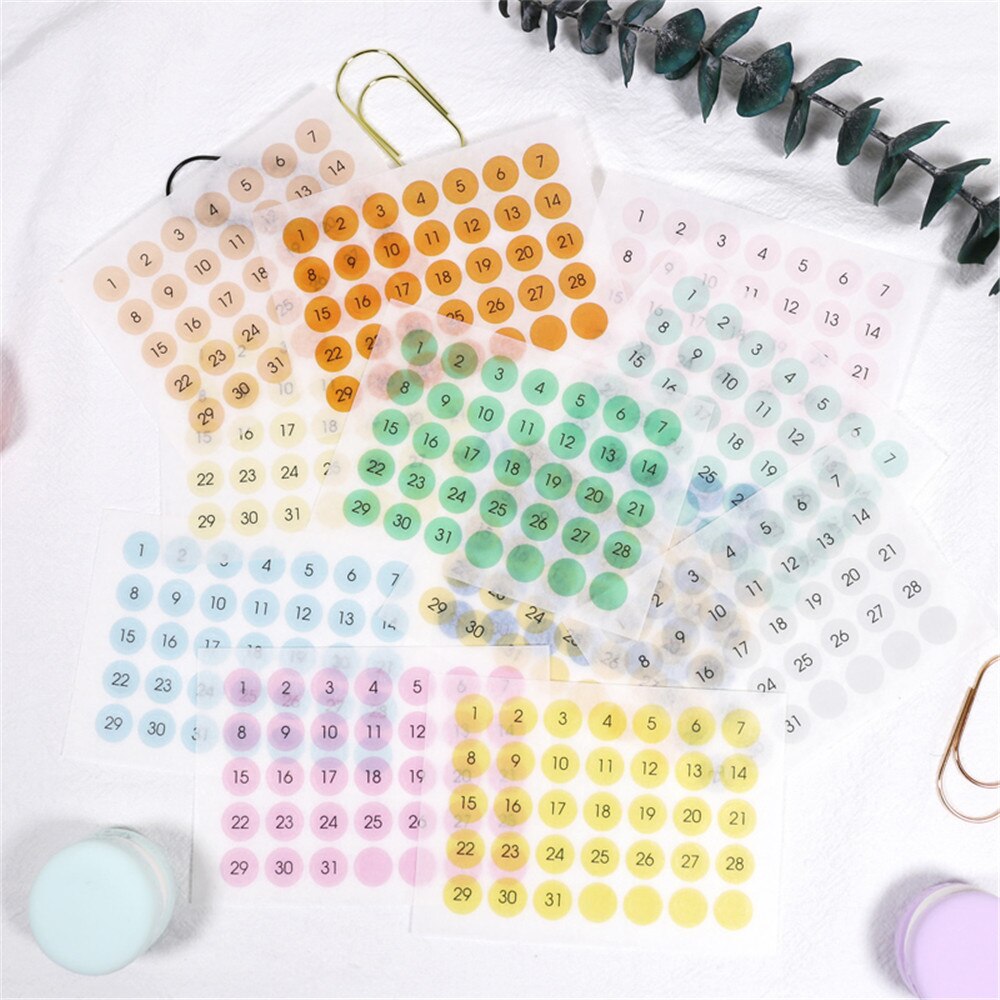 4/12 Vellen Stickers Kleurrijke Nummer 365 Dagen S... – Vicedeal