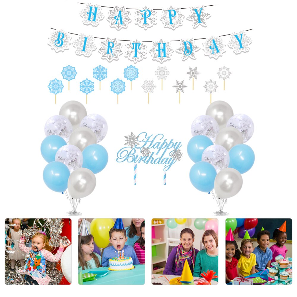 1 Set Pretty Snowflake Decor Set Buntings Balloons... – Grandado
