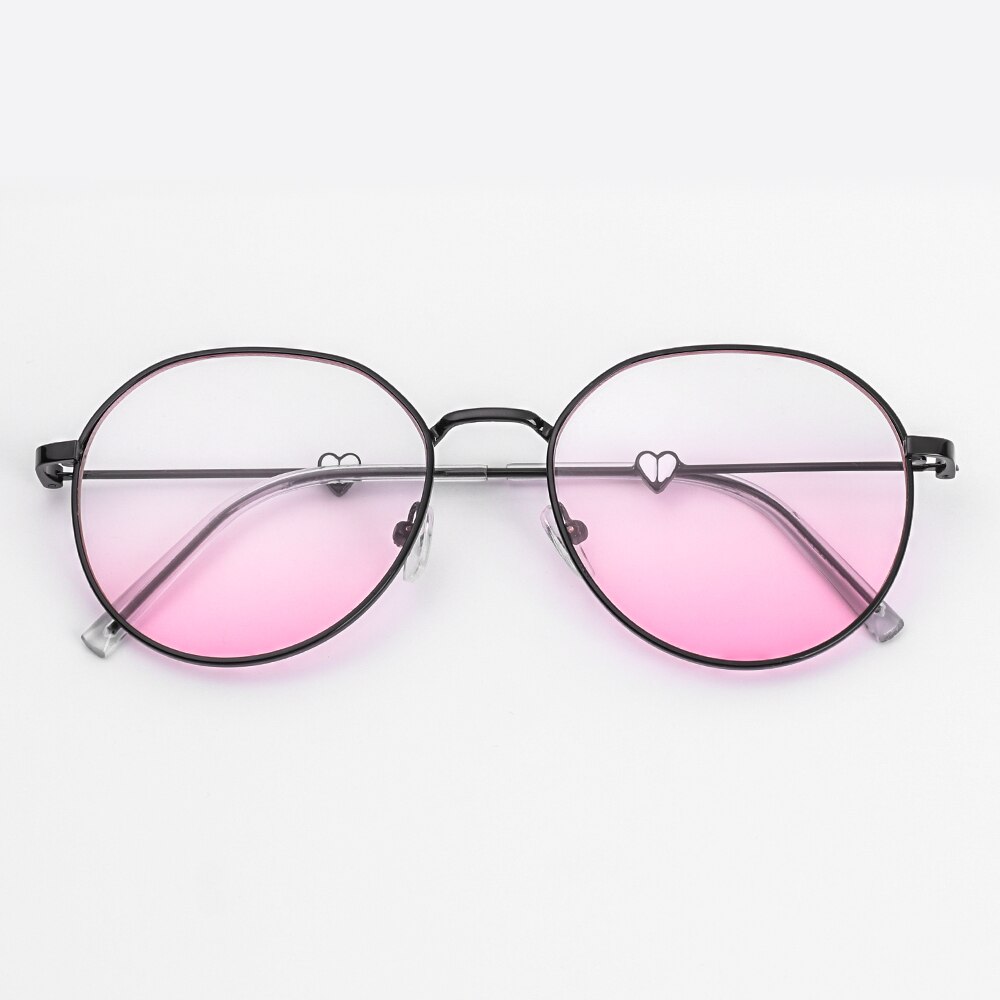 Pink Blush Gradient Myopia Glasses Women Round Met... – Grandado