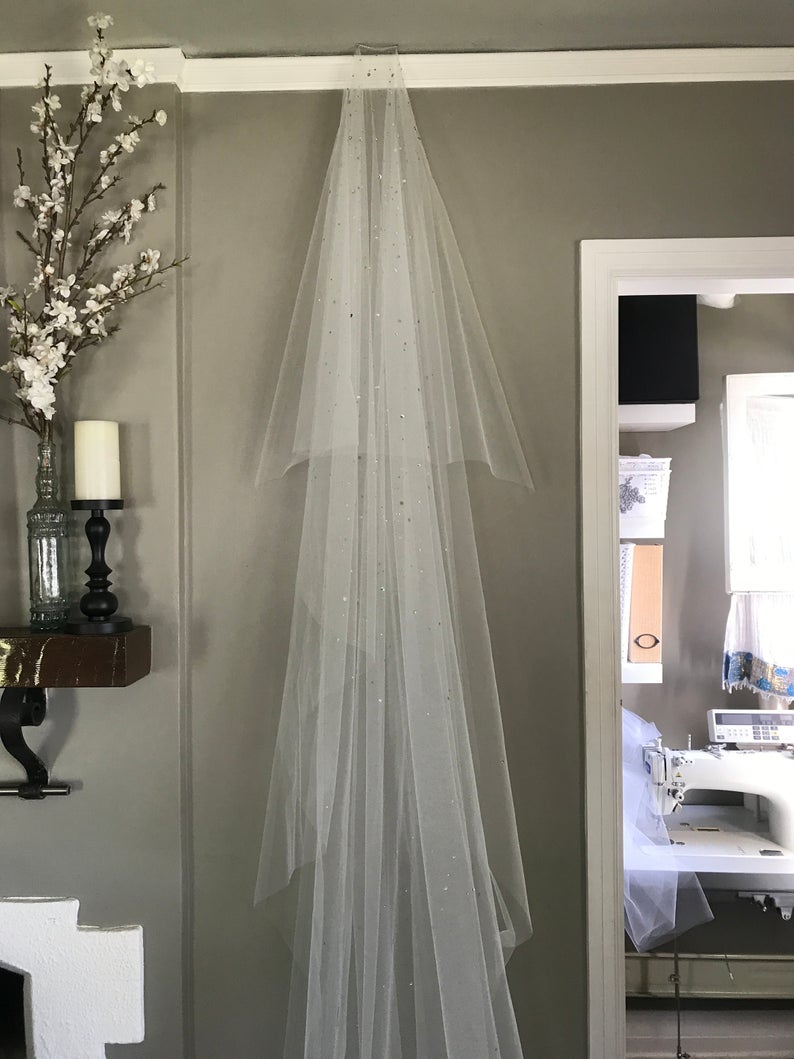 2 Layer Soft Tulle Veil , Crystal Veil, Wedding Ve... – Grandado
