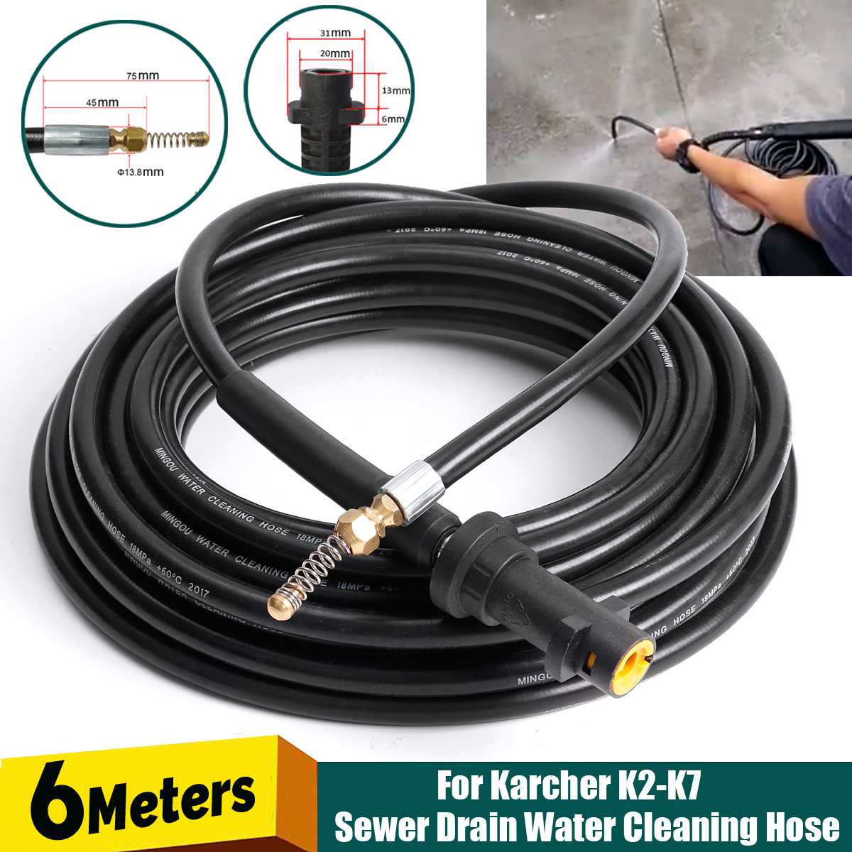 6m-20m Pressure Washer Sewer Drain Water Cleaning ... – Grandado