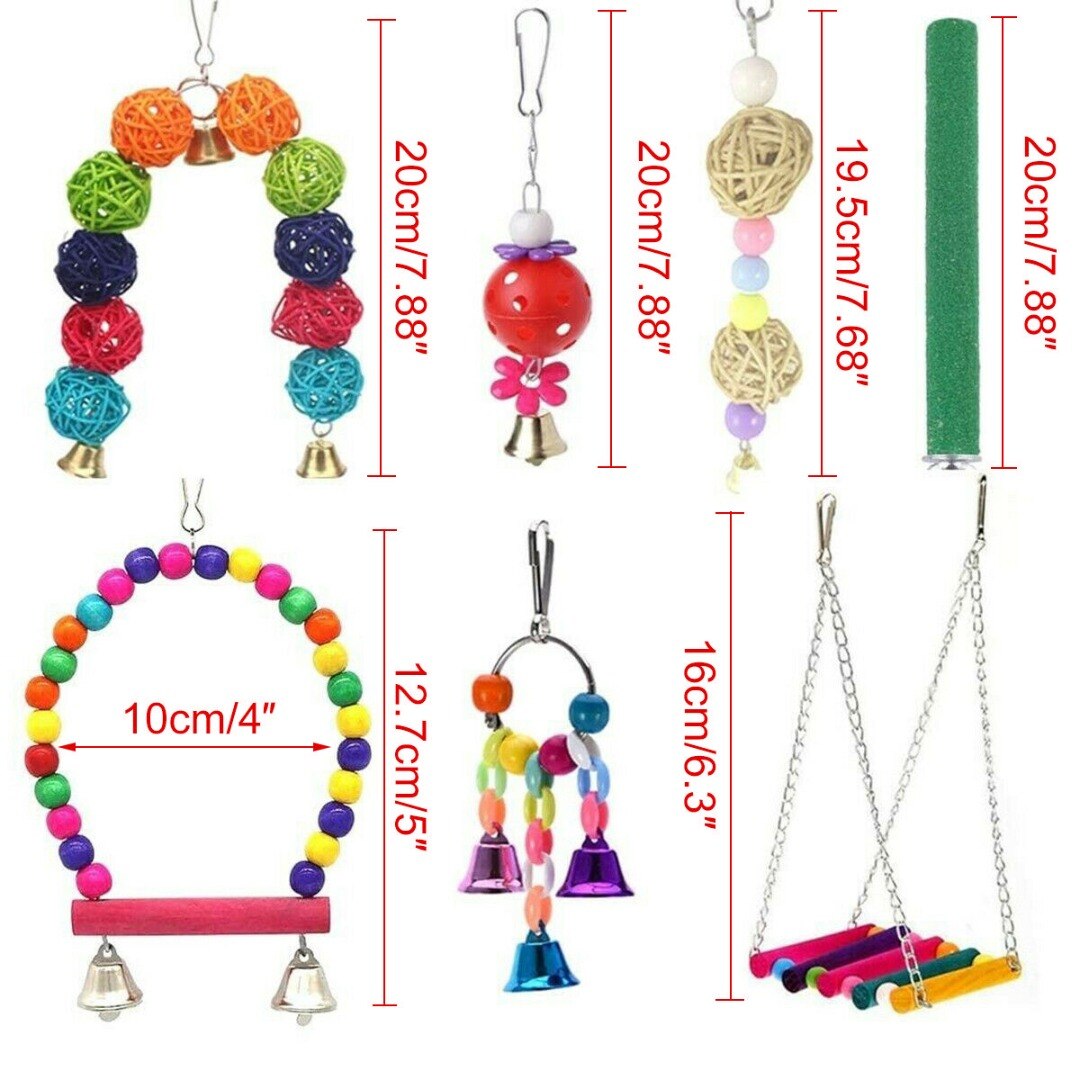 12 Stks/set Vogel Papegaai Swing Kauwen Opknoping ... – Vicedeal