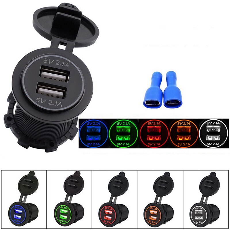 25V 2.1A Waterproof Dual Ports USB Socket Adapter ... – Vicedeal