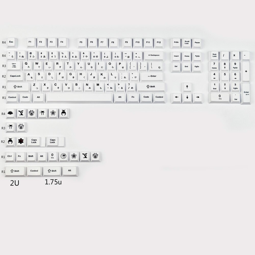 PBT 128 Keys Cherry Profile Japanese Keycaps DYE-S... – Grandado