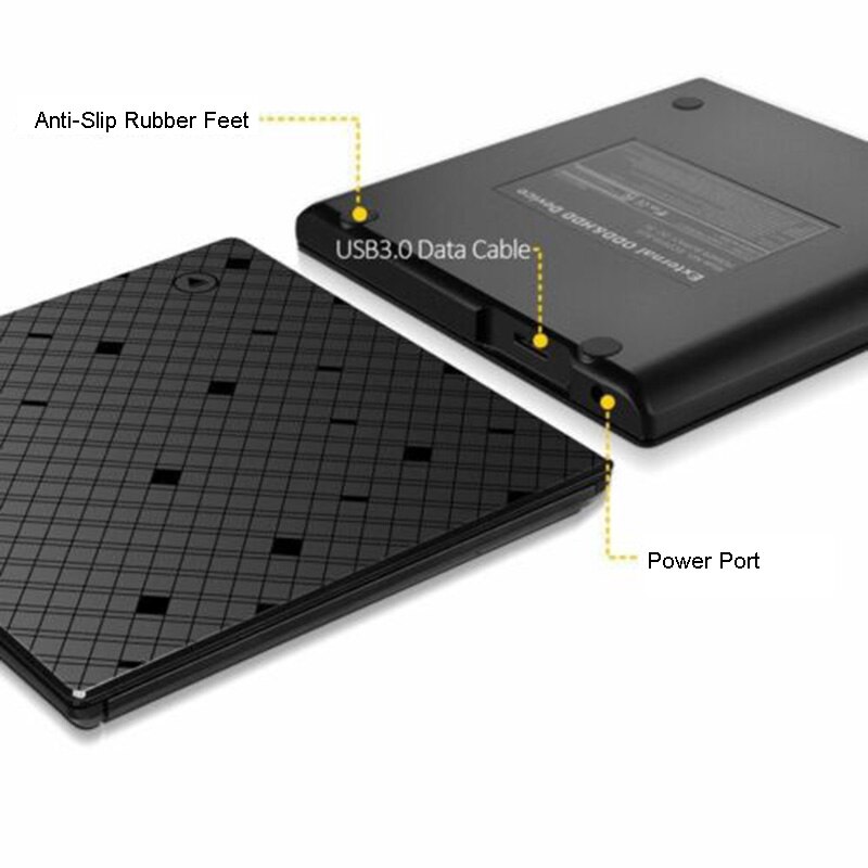 Black External USB3.0 DVD RW CD Writer Slim Optica... – Grandado