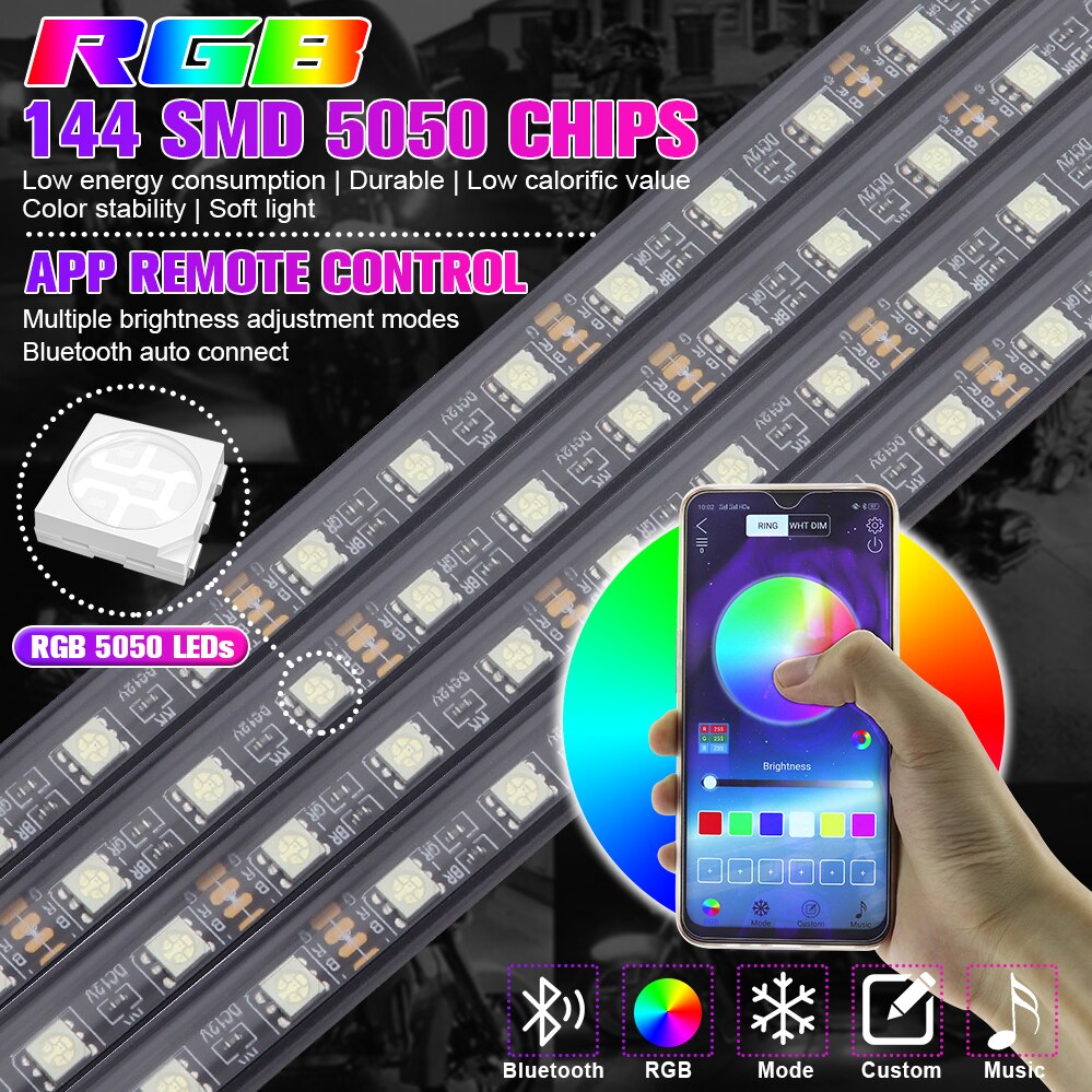 motorcycle led light strip 12pcs RGB LED Strips Mo... – Grandado