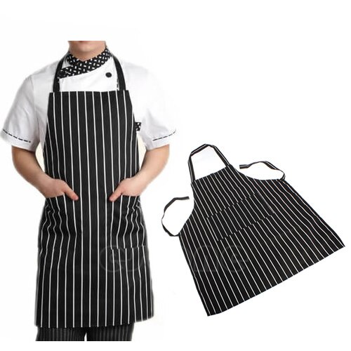 Men Adjustable Adult Black Stripe Bib Apron with 2... – Vicedeal