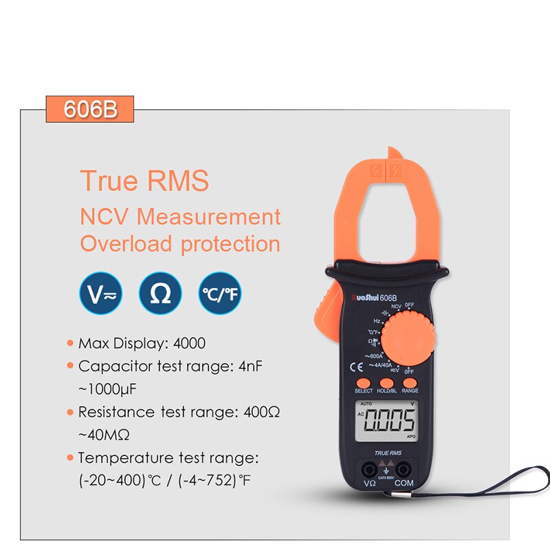 RuoShui 606 Clamp Multimeter Smart Tools alicate a... – Vicedeal