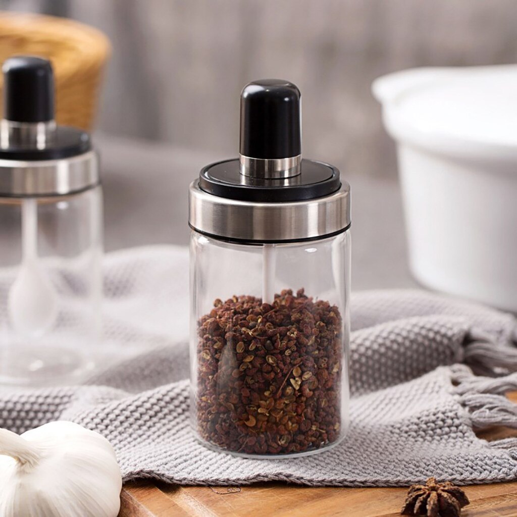 1pc Glass Jar Spice Airtight Containers Condiment ... – Vicedeal