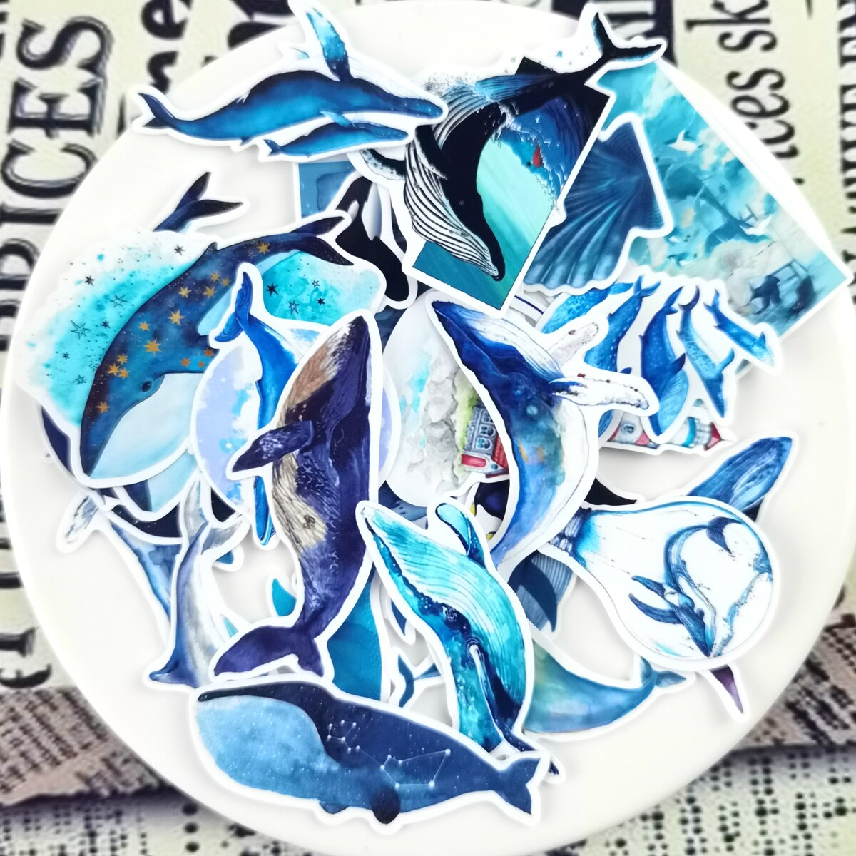 28pcs water color Deep sea blue whale sticker Plan... – Grandado