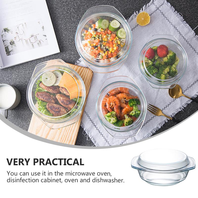 1pc Household Glass Bowl Round Microwave Bowl Heat... – Grandado