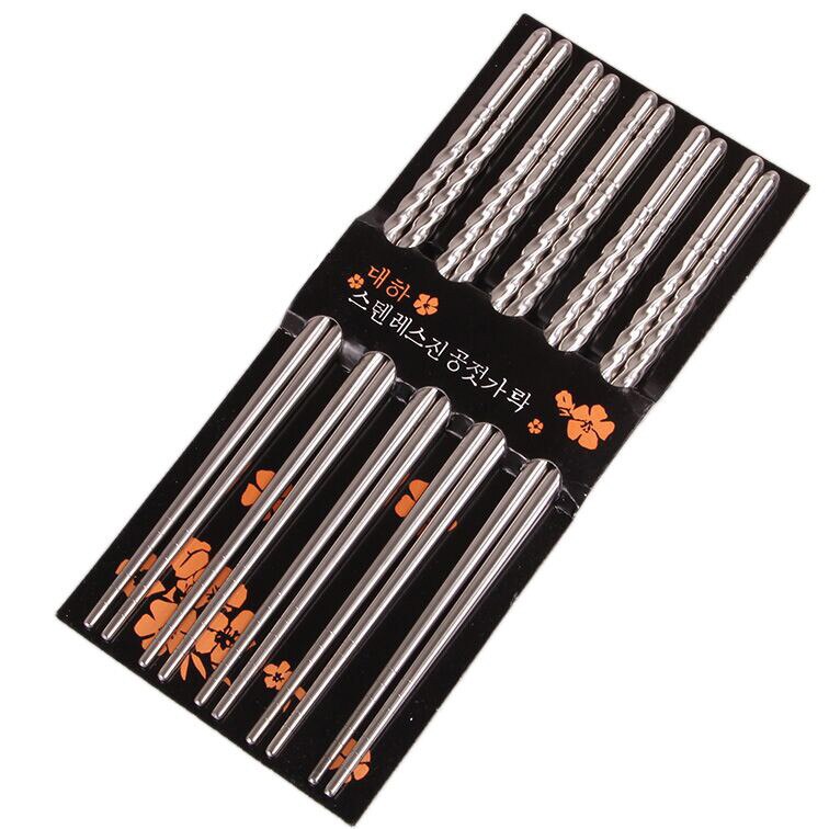 Home 5 Pairs/set Chinese Metal Chopsticks Non-slip... – Grandado