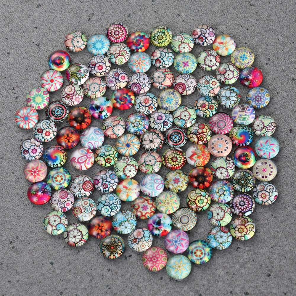 100 Pieces 8 mm Mixed Color Flower Pattern Glass H... – Vicedeal