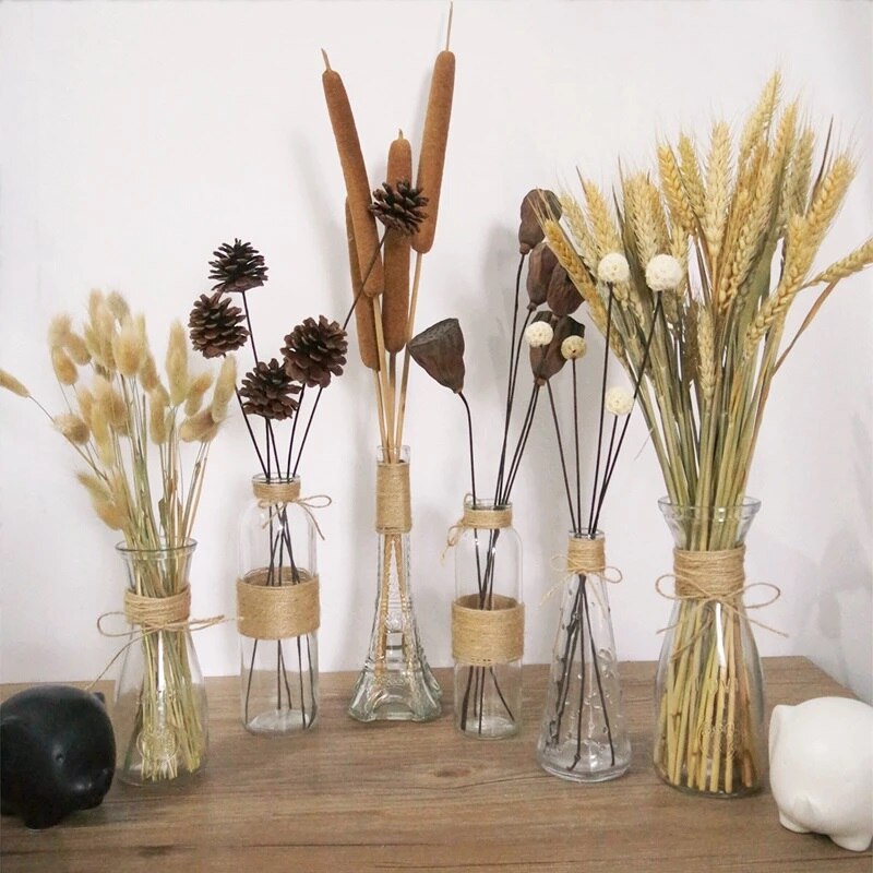 Dry Flower Vase Transparent Glass Vases Flower Rop... – Grandado