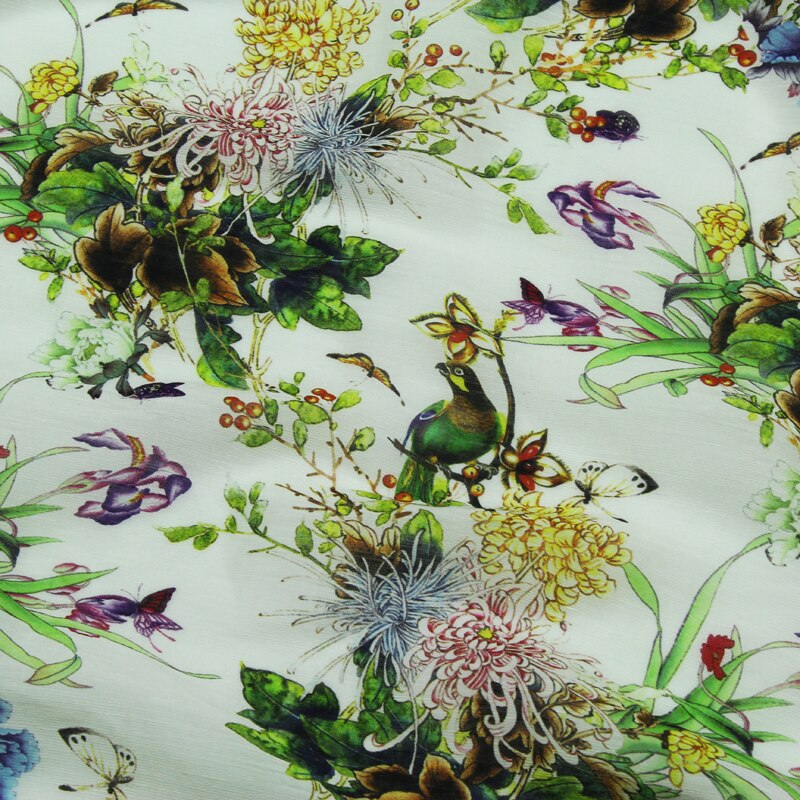 Floral and animal silk linen blended fabric flower... – Vicedeal