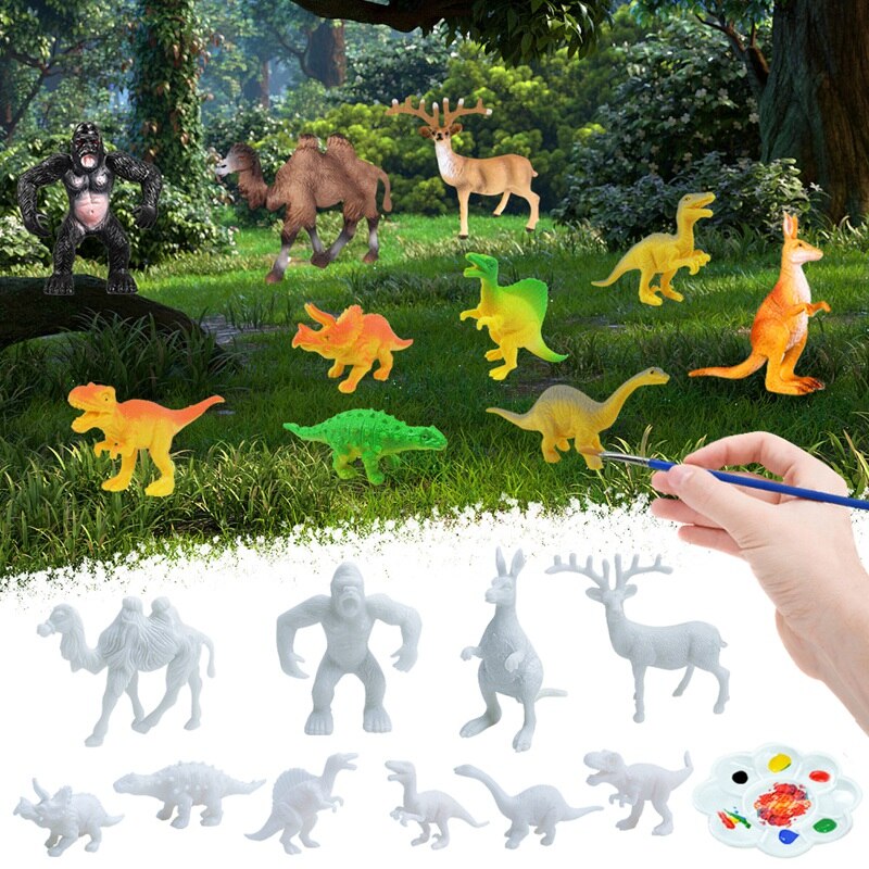 28Pcs DIY Graffiti Painted Animal Model Hand Color... – Grandado