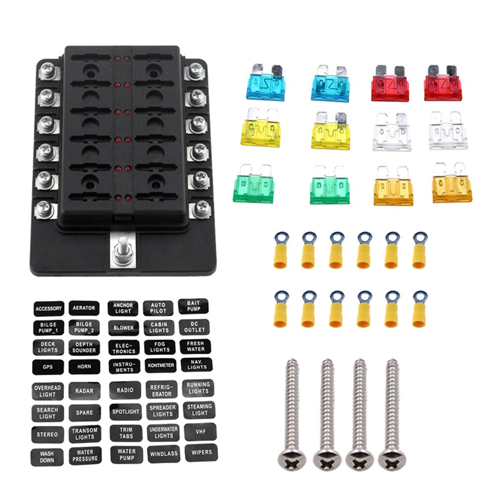 12 Way Blade Fuse Box Holder Fuse Blocks with Red ... – Vicedeal