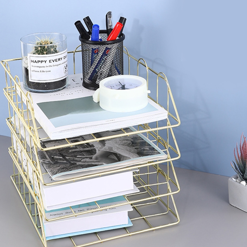 Pack of 2 Rose Gold Letter File Organizer Tray Des... – Vicedeal