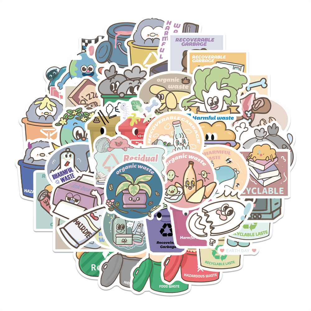 10/30/50 Pcs Cute Version Garbage Sorting Cartoon ... – Grandado